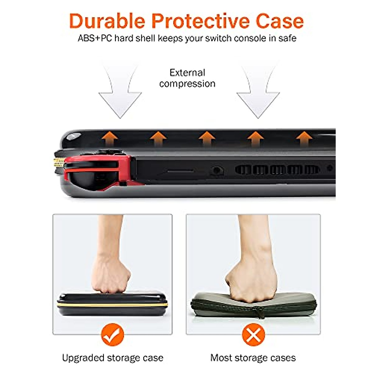 Davlon Carrying Case for Switch/Switch OLED, Portable Switch Travel Case with Handle and 10 Game Card Slots, Hard Shell Protective Case Compatible with Switch Console and Accessories