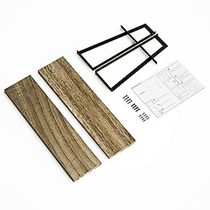 SRIWATANA Floating Wall Shelves, 2-Tier Rustic Wood Shelves for Bedoom, Bathroom, Living Room, Kitchen(Carbonized Black)