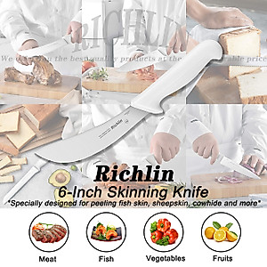 Richlin Skinning Knife,6-Inch Chef Knife Skinning Butcher Knife,Ultra Sharp Kitchen Knife Made of High Carbon Stainless Steel(White)