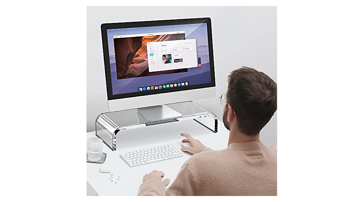 AboveTEK Acrylic Monitor Stand, Premium Large Monitor Riser 20 inch ...