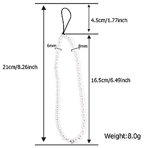 C&L Accessories Beaded Phone Charm Cell Phone Lanyard Wrist Strap Handmade Natural Gemstone (Artificial Pearl)