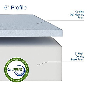 Classic Brands Cool Gel Memory Foam 6-Inch Mattress | CertiPUR-US Certified | Bed-in-a-Box, Twin