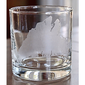 HullSpeed Designs Martha's Vineyard Map - Engraved Rocks Glass Set of 2