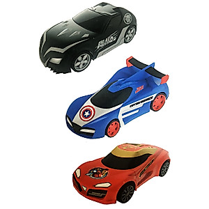 MarvelKids Avengers Friction Cars 5 Inch Vehicles Spiderman Iron Man Captain America Black Panther (Avengers)