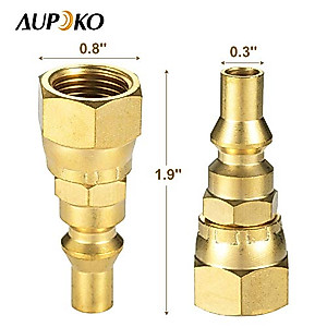 Aupoko 1/4'' LP Quick Connect Fitting, Propane Quick Connect Adapter Fitting, Low Pressure RV Propane Propane Hose Quick Disconnect, 1/4" Quick Connect Plug x 3/8" Female Flare for Grill, Heater
