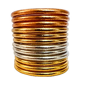 EMME Bangles EVERYDAY RAIN OR SHINE BRACELETS THAI - 3 Piece Set (Light Gold, Medium)