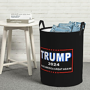 Trump-2024 7 Laundry Hamper Circular For Bedroom Bathroom Storage Baskets Foldable Décor