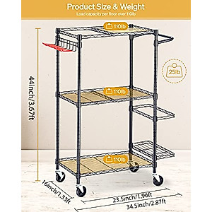 FHXZH Home Gym Storage Rack, Workout/Exercise Equipment Storage Organizer with Hooks and Wheels for Yoga Mat & Ball Dumbbell Kettlebells Foam Roller Resistance Bands