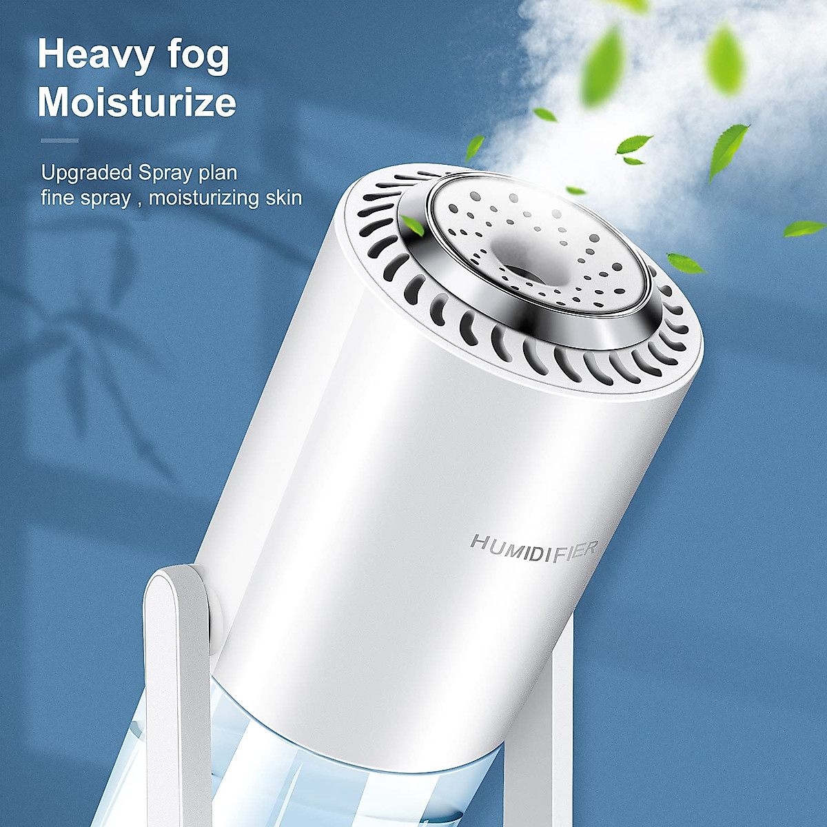 LUCOG Portable Mini Humidifier, Cool Mist Small Humidifiers, USB Personal Desktop Humidifiers for Baby, Bedroom, Plants, Quiet Air Humidifier, Vaporizers with LED Lights for Office Home Car and Travel