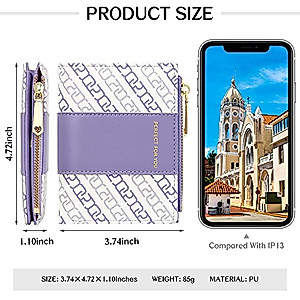 OIDERY Small Card Holder Wallet for Women, Bifold Compact Wallet with ID Window-Womens Wallet with Zipper Purse