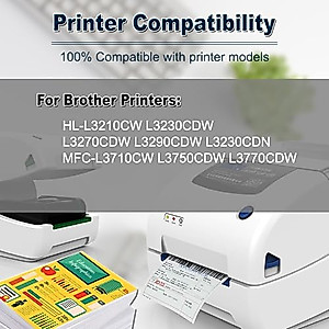 4-Pack (BK/C/Y/M) Compatible High Capacity TN227 (TN-227BK TN-227C TN-227Y TN-227M) (With Chip) Imaging Toner Cartridge Used for HL-L3210CW L3230CDW L3270CDW L3290CDW L3230CDN MFC-L3710CW Printer