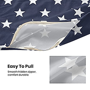 Gohdiwh 4th of July Throw Pillow Cover, 20x20 Inch Set of 2 Red Stripes Blue Stars Patriotic Decorative Outdoor Cushion Cover Memorial Independence Day Pillow Cases Linen Farmhouse for Sofa Couch Bed