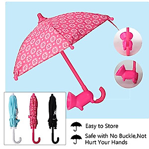 PIKARO Phone Umbrella Suction Cup Phone Stand, Cell Phone Umbrella for Sun with Universal Adjustable Piggy Phone Holder, Umbrella for Phone Outdoor Sun Shade Cover Anti-glare (Rose Red)
