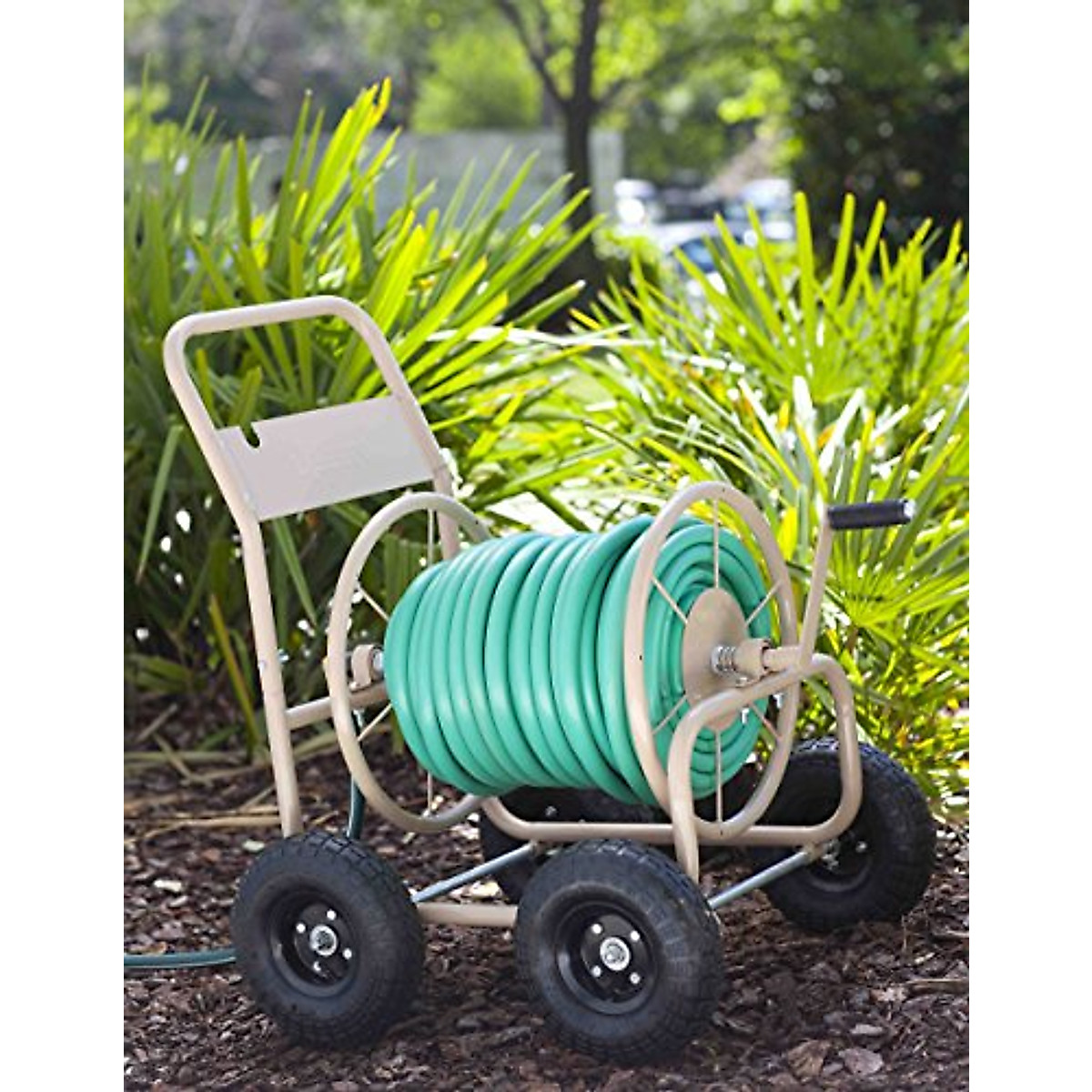 Liberty Garden 870-M1-2 Industrial 4-Wheel Garden Hose Reel Cart, Holds 300-Feet of 5/8-Inch Hose - Tan