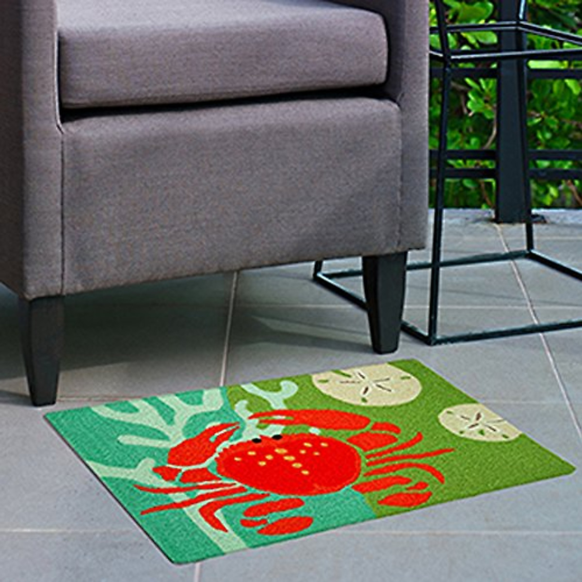 Coastal Red Crab with Coral Jellybean Accent Area Rug