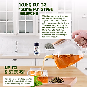 Oolong Loose Leaf Tea in Aesthetic Tea Tin, 70 Cups of Fresh, Smooth Aromatic High Mountain Oolong Tea from Taiwan, Alishan Tea District, For Relaxation, Peace and Health, Long Lasting, Unsweetened