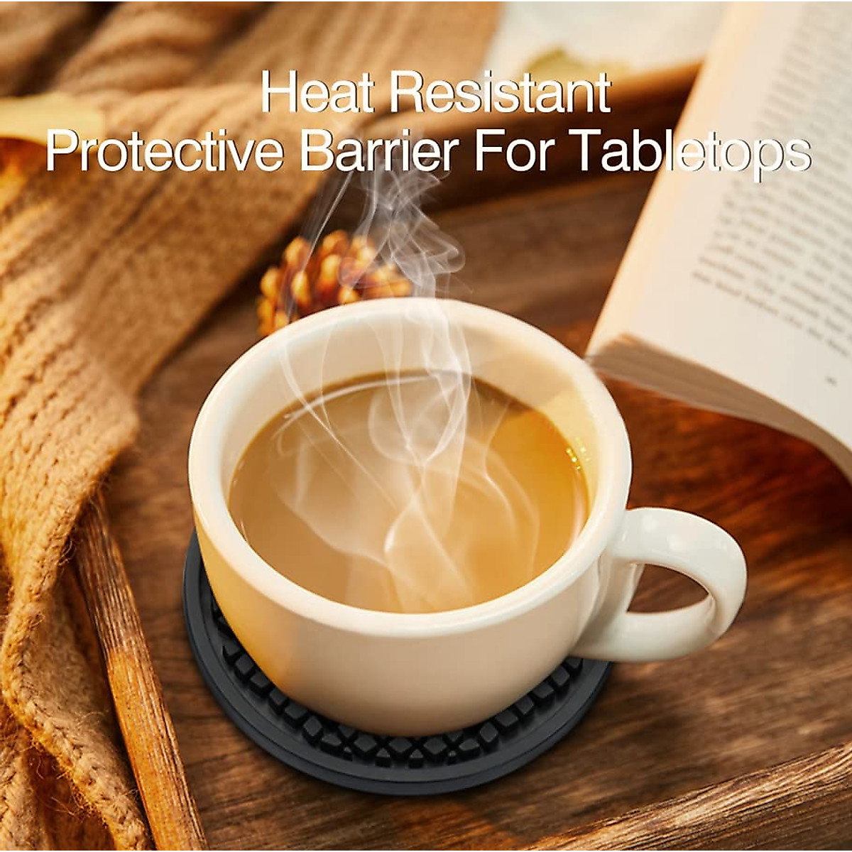 Coasters for Drinks,Black Coasters for Coffee Table -Soft Coasters Set Cup Mat -Coffee Table Coasters for Drinks Absorbent -Kitchen Decor -Coffee Table Decor (Diamond, 2Pack-Black)