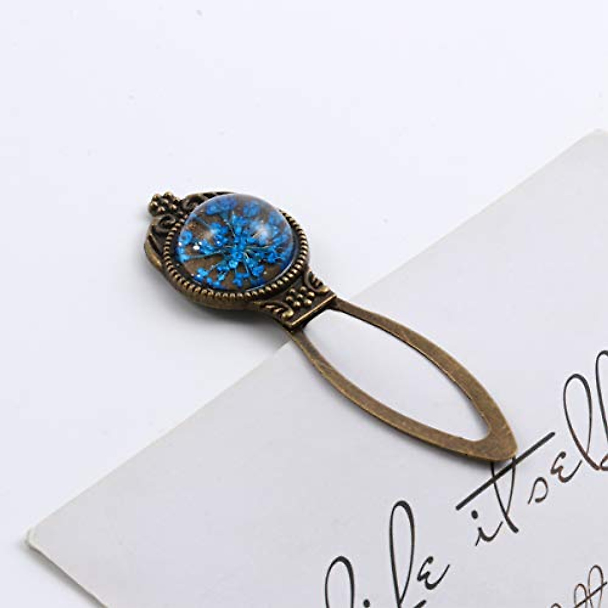 Healifty Metal Bookmark Flower Bookmarks Metal Bookmarker Dried Flower Book Mark Retro Vintage Book Page Marker for Kids Children School Supply 4pcs