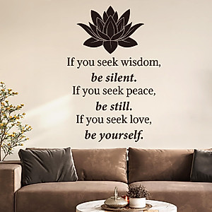 decalmile Lotus Buddha Wall Decal Quotes Be Yourself Inspirational Positive Black Wall Letter Stickers Living Room Gym Bedroom Wall Decor
