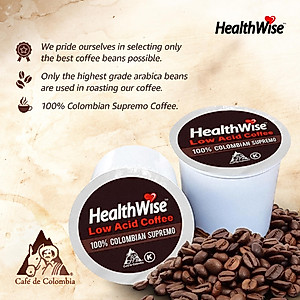 HealthWise Low Acid 100% Colombian Kcups Keurig Compatible - 36 Count (Pack of 1)