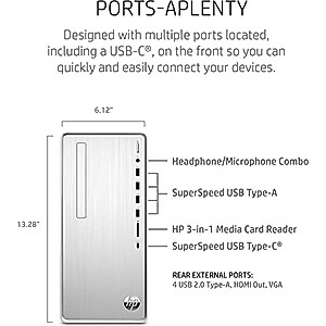 HP 2022 Pavilion TP01 Desktop Computer, AMD Ryzen 3-5300G (Beats Core i5-10400), AMD Radeon, 32GB RAM, 1TB PCle SSD, 9 USB Ports, Wireless-AC, Bluetooth, HDMI, Windows 11 Home
