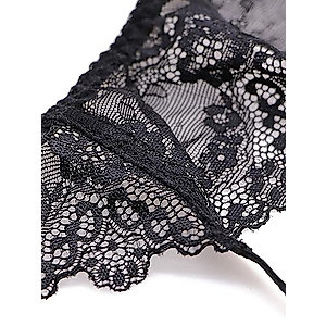 OYOANGLE Women's Floral Lace Garter Belt Lingerie Suspender Belts for Stockings Black S
