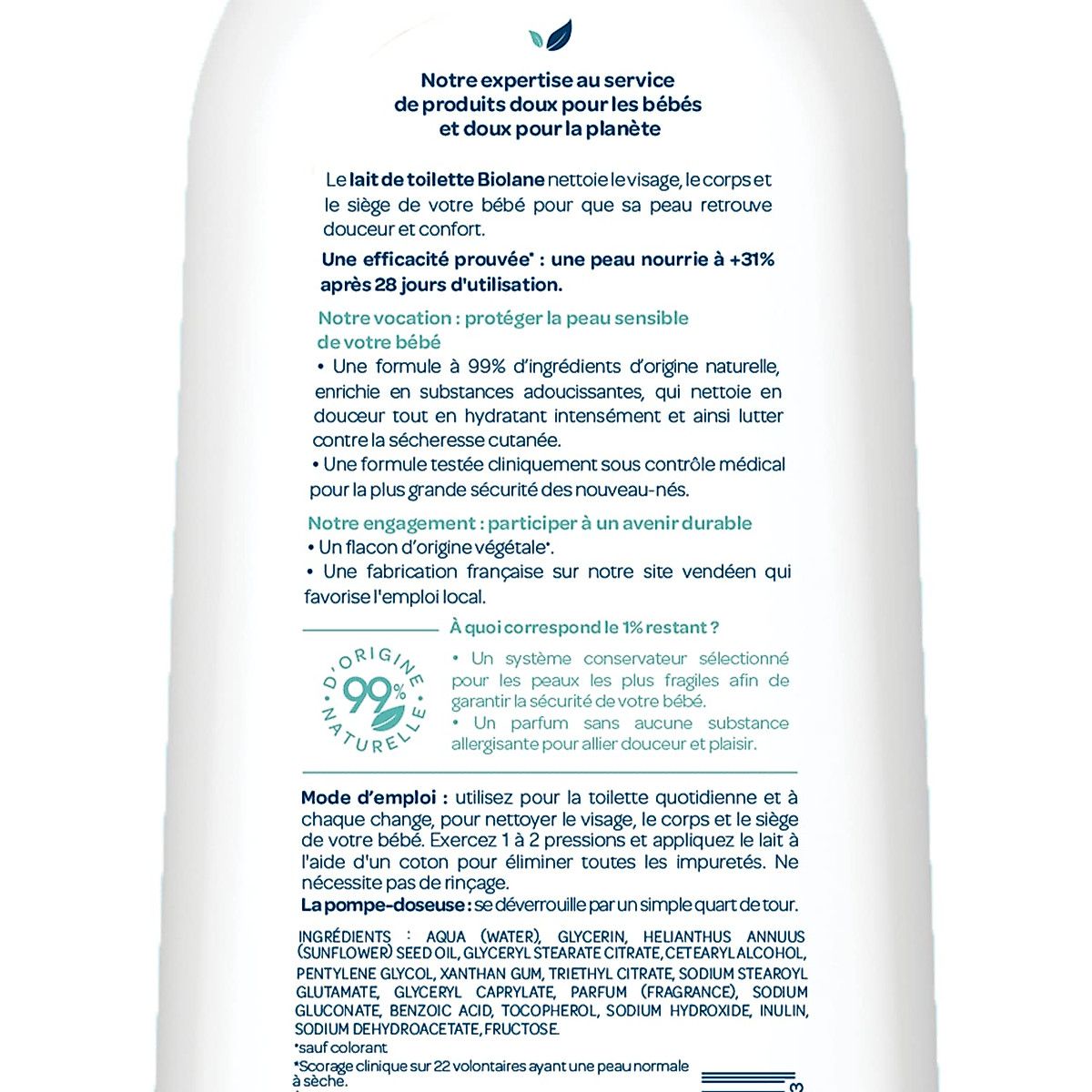 Biolane Baby Gentle Cleansing Milk 750ml Bottle