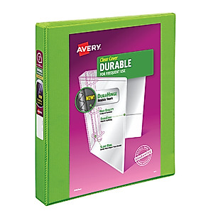 Avery Durable View 3 Ring Binder, 1 Inch Slant Rings, 1 Green Binder (17832)