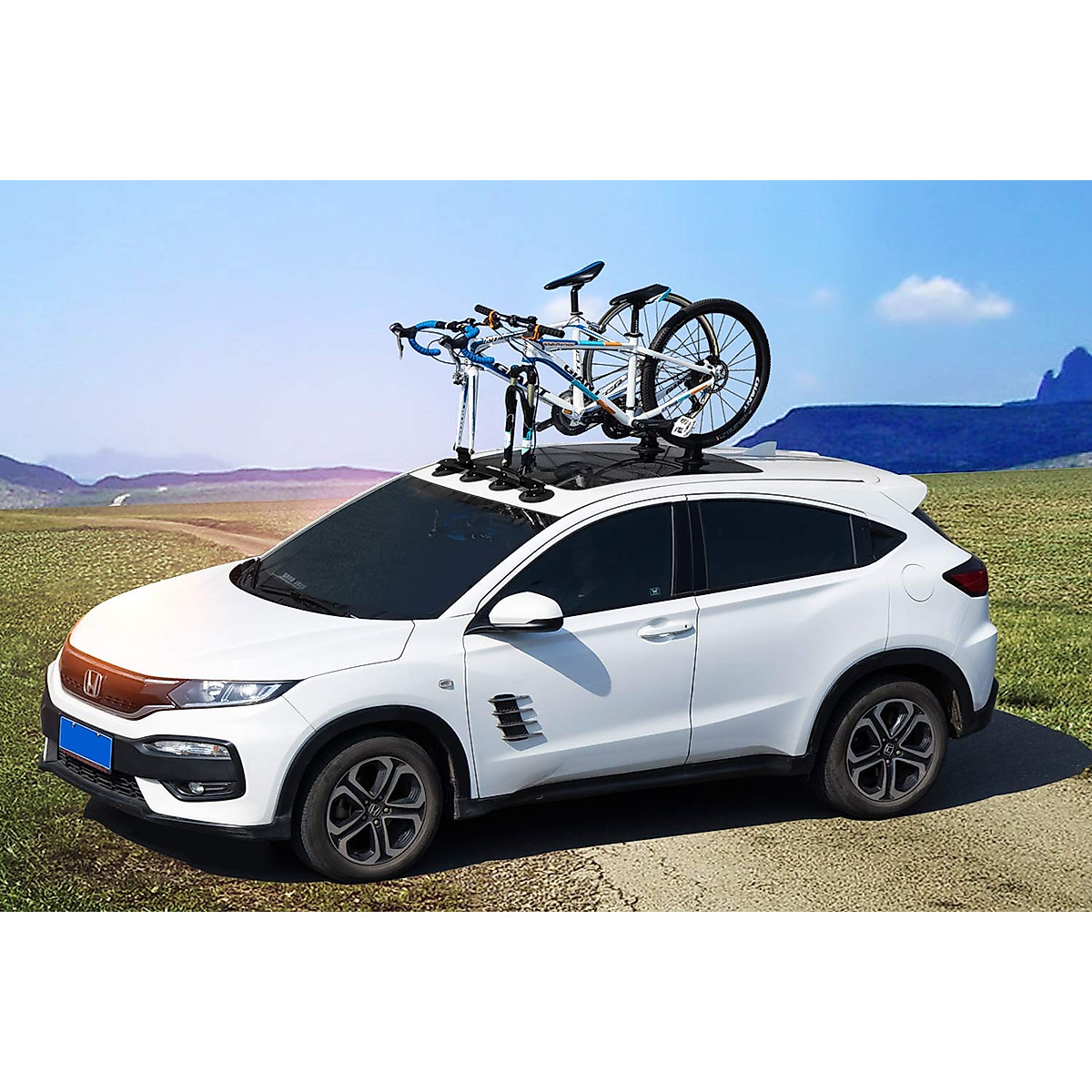 ROCKBROS Sucker Bike Rack for Car Roof Suction Cup Bicycle Carrier Quick Release Aluminium Alloy Roof Rack for 2 Bikes
