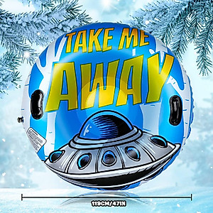 Snow Tube, Inflatable Snow Sled for Kids and Adults, Heavy Duty Snow Tube Made by Thickening Material of 0.6mm,Snow Toys for Kids Outdoor (Ski boat)