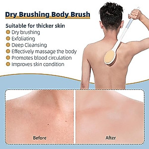TYYIHUA 20.5" Back Bath Brush Long Handle for Shower for Elderly,Men and Women,Back Scrubbers for Use in Shower,Dual-Sided Exfoliating Dry Brush with Stiff and Soft Bristles,Shower Scrubber for Body