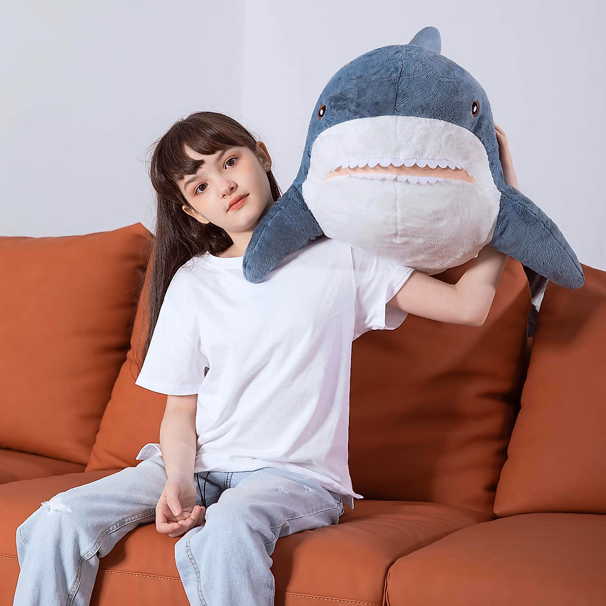 MorisMos Giant Stuffed Animal Shark Plush, Shark Stuffed Animal Large, Soft Shark Pillow Stuffed Toy for Kids, 32in