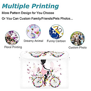 CaTaKu Romantic Butterflies Storage Bins with Lids and Handles, Fabric Large Storage Container Cube Basket with Lid Decorative Storage Boxes for Organizing Clothes