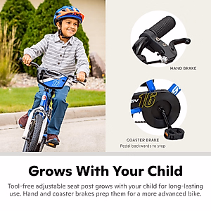 Schwinn Koen & Elm BMX Style Toddler and Kids Bike, For Girls and Boys, 16-Inch Wheels, With Saddle Handle, Training Wheels, Chain Guard, and Number Plate, Recommended Height 38-48 Inch, Blue