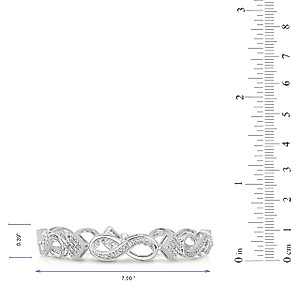 NATALIA DRAKE 1/10 Cttw Diamond Bracelet for Women Infinity Link With Hidden Safety Lock in Rhodium Plated Brass Color I-J/Clarity I2-I3