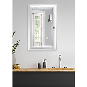 FOMAYKO Stainless Steel Medicine Cabinet with Mirror - Wall Mounted Bathroom Storage Organizer, Rust-Resistant Metal Mirror Cabinet for Vanity, Adjustable Shelves, 15x25 Inch