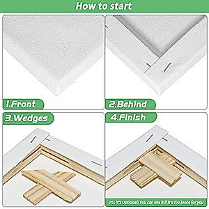 Stretched Canvas, 6x8", 8x10", 10x12", 12x16", 8 Set Artist Canvase Frame Board Panels, 100% Cotton Blank Canvase Oil Acrylic Watercolor Pouring Paint, Acid-Free for Kids & Artists