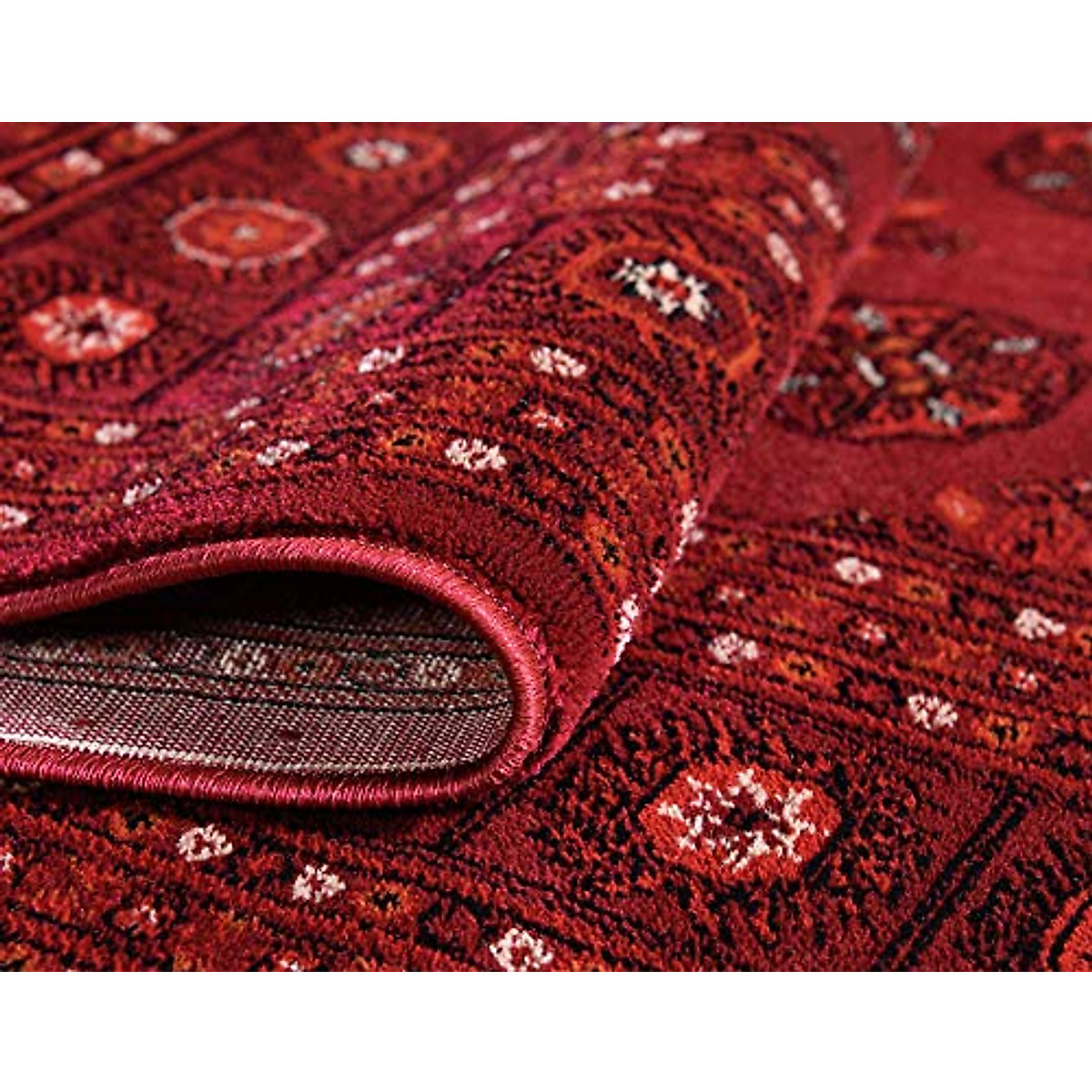 Unique Loom Tekke Collection Over-Dyed Saturated Traditional Torkaman Area Rug, 7 ft x 10 ft, Red/Burgundy
