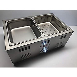 Portable Commercial Hot Dog Cooker and Bun Warmer Steamer for Food Truck and Trailer Concessions 2 Compartment