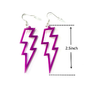 Retro Halloween Lightning Bolt Earrings 80s Neon Earrings Accessories for Women Acrylic Funky Earrings for 80's Party Favor