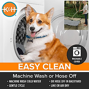 K&H Pet Products Elevated Outdoor Dog Cot Bed, Raised Cooling Bed with Washable Breathable Mesh for Medium Dogs, Portable Raised Platform Pet Bed, Heavy Duty Metal Frame Hammock Bed, Medium, Green