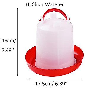 GMKWAN Chick Feeder and Waterer Set, 3.3lb Chick Feeder & 1L Chick Waterer, Lightweight and Hangable Chick Feeder for Backyard Chicken Keepers