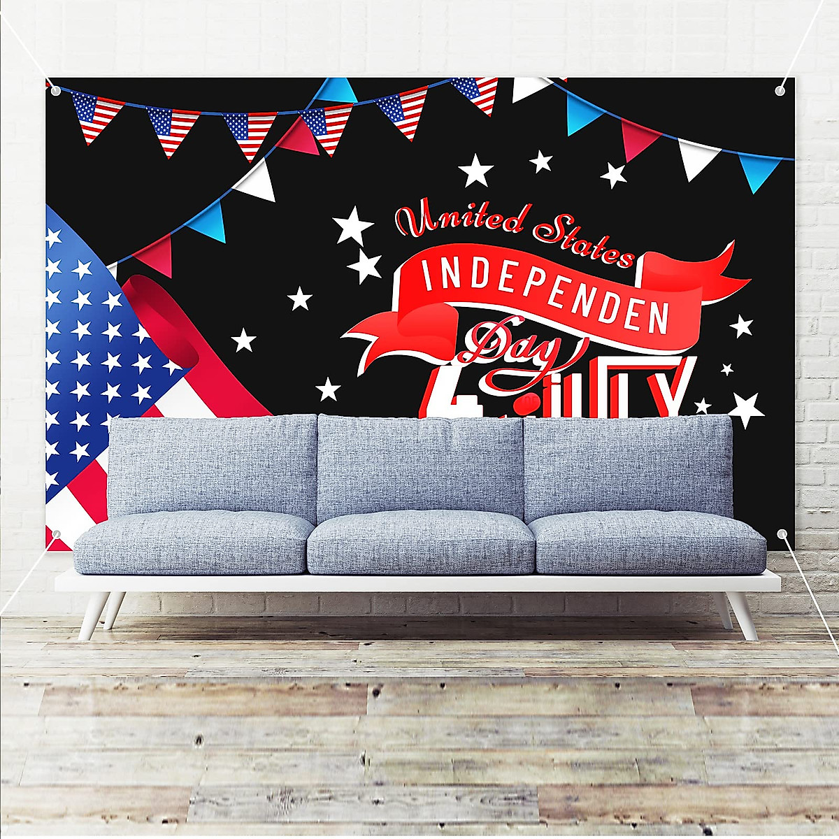Aposemo Veteran Memorial Party Decoration Banner 4th of July Background Patriotic Backdrop Independence Day American Flag Stars and Stripes Backdrop