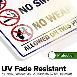 Property Rules Sign No Alcohol, No Drugs, No Weapons, No Smoking, Allowed on This Property Sign, 10x14 Inches, Rust Free .040 Aluminum, Fade Resistant, Made in USA by My Sign Center