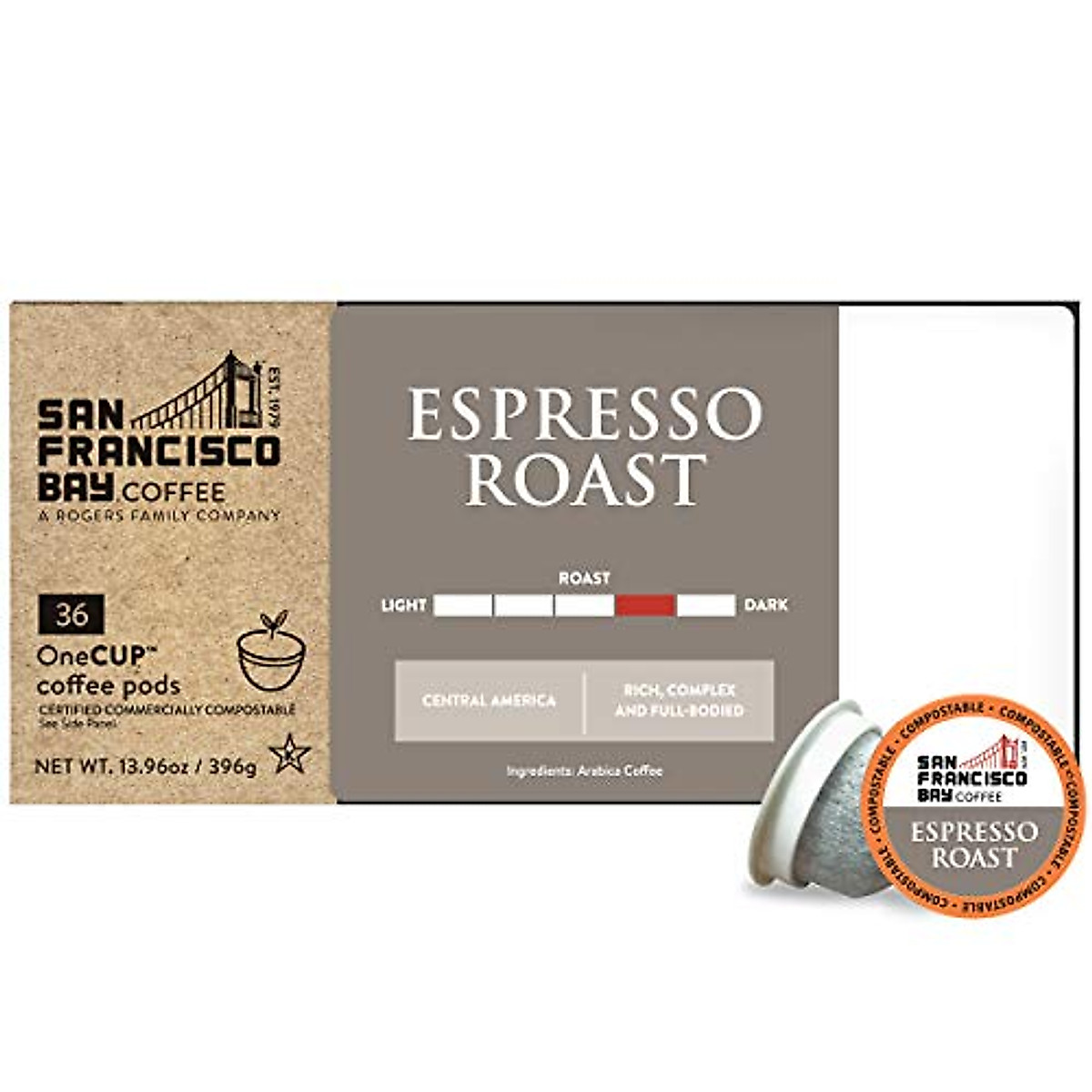 San Francisco Bay Compostable Coffee Pods - Espresso Roast (120 Ct) K Cup Compatible including Keurig 2.0, Dark Roast