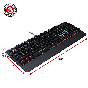 ENHANCE Pathogen 2 Blue Switch Mechanical Keyboard - Mechanical Gaming Keyboard with Fast 1ms Response Polling Rate with Integrated Wrist Rest, 26KRO & Anti-Ghosting, 7 LED Lighting Effects