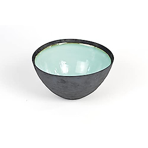 Euro Ceramica Diana 9" Serving Bowl, 8.94 x 8.66 x 4.72, Mint Green/Graphic Grey