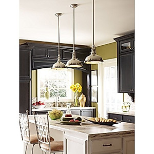 Fresnel Lens Collection 1-Light Fresnel Glass Coastal Pendant Light Brushed Nickel