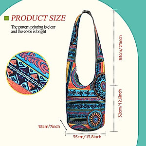 2 Pcs Bohemian Hippie Crossbody Bag Ethnic Style Bag Everyday Crossbody Purse Cotton and Linen Sling Boho Tote Bag Handmade Messenger Shoulder Bags Lady Women Tourist Handbag