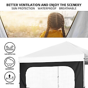 Turtle Life Sunshade Sidewall with Mesh Window and Zipper for 10x10 Pop Up Straight Canopy, 1 Pack,Black